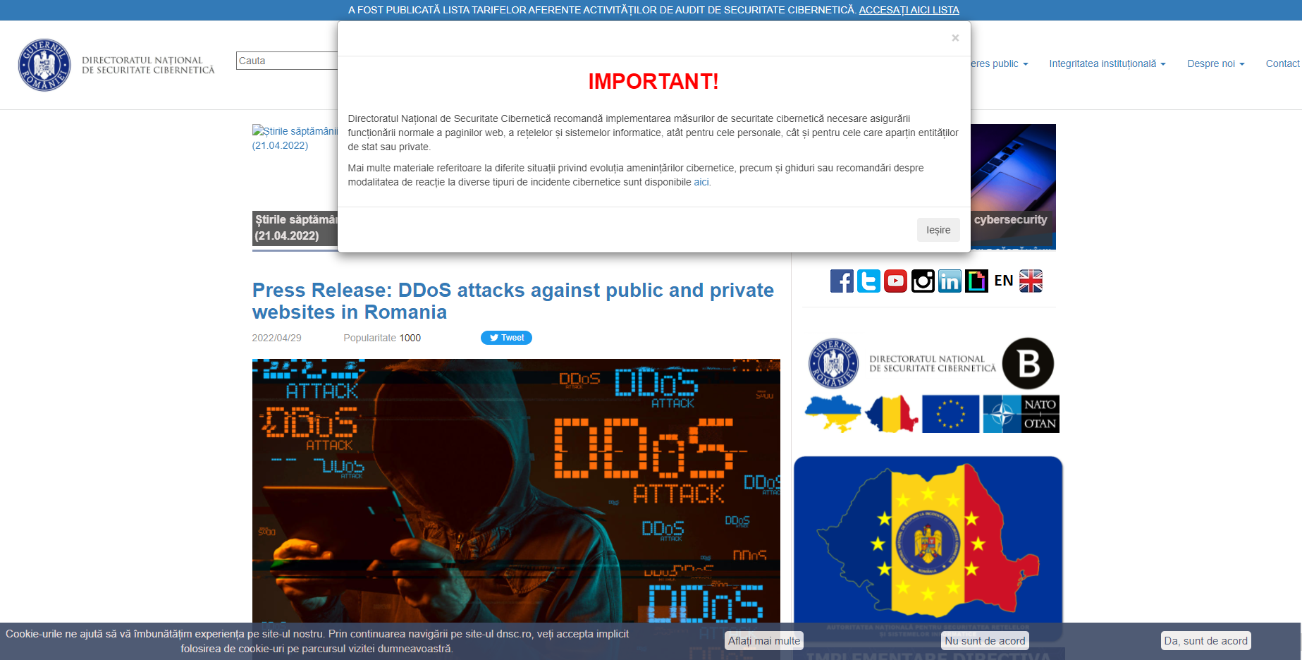 Încă o instituție din România atacată de gruparea pro-rusă Killnet - Hackout | Portalul ...